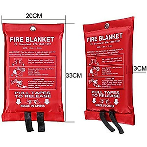 Mata Leon Fire Blankets Fiberglass Retardant Blanket - 3.3x3.3ft Square Fire Suppression Tool Emergency Survival Kit Durable for Accidental Safety for Home Office Fireplace Car Kitchen(2 Packs)