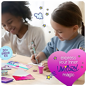 Unicorn Stationery Set for Kids - Unicorn Gifts for Girls Ages 6, 7, 8, 9, 10-12 Year Old Age - Stationary Letter Writing Art Kit - Best Girl Birthday Gift - Preteen Craft Toys, Christmas Presents