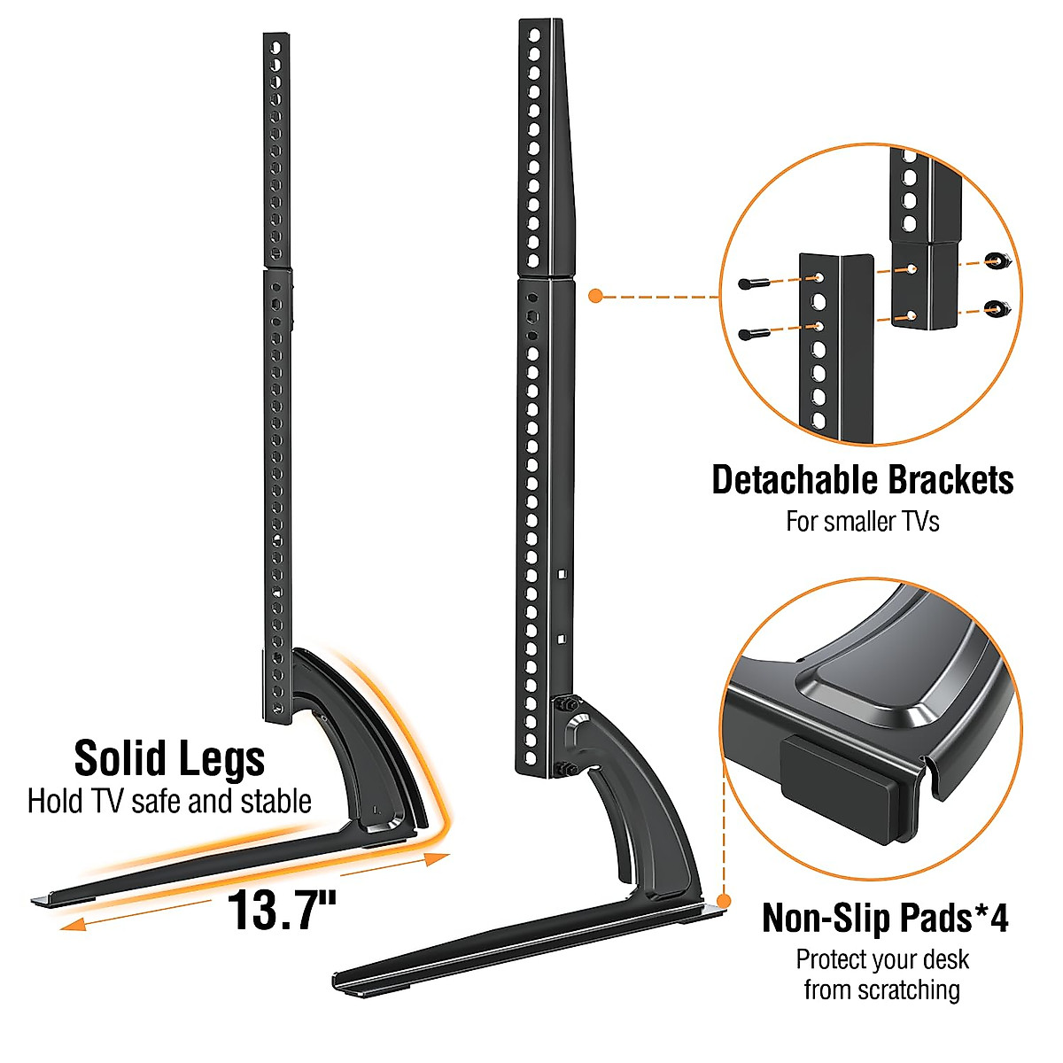 ELIVED Universal Table Top TV Stand for Most 32 to 70 inch LCD LED Plasma Flat Screen TVs, TV Base Height Adjustable Leg Stand Holds up to 88 lbs, VESA up to 800x600mm, YD1024