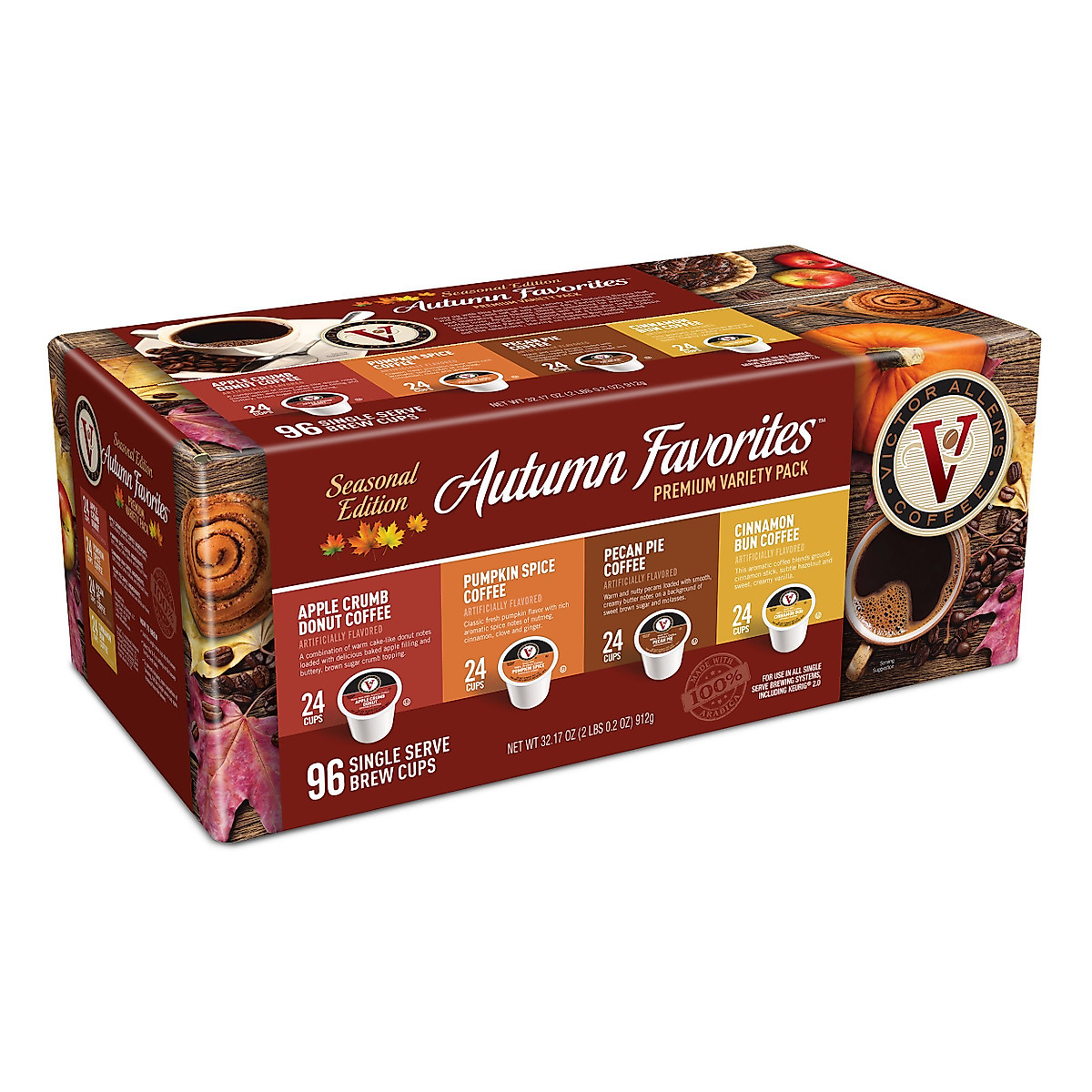 Victor Allen's Coffee Autumn and Sweet & Salty Variety Packs, Medium Roast, 192 Count