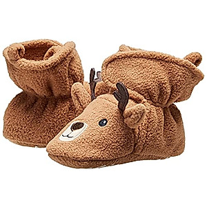 Hudson Baby Unisex Cozy Fleece Booties, Reindeer, 12-18 Months
