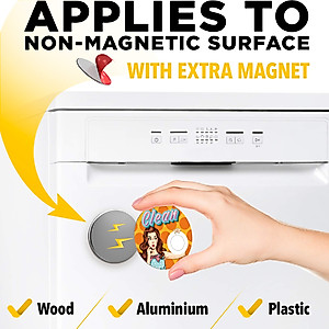Dishwasher Magnet Clean Dirty Sign Indicator - Clean Dirty Dishwasher Magnet - Kitchen Dish Washer Magnet - Waterproof and Double Sided Flip with Bonus Adhesive Metal Plate (Orange & Purple)