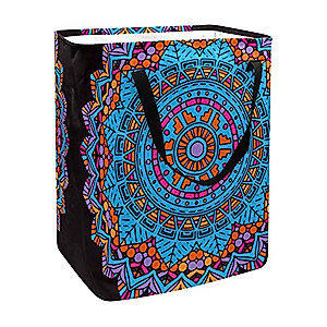 Mandala Geometric Floral Laundry Basket Collapsible Storage bin with Handles for Hamper,Kids Room,Toy Storage