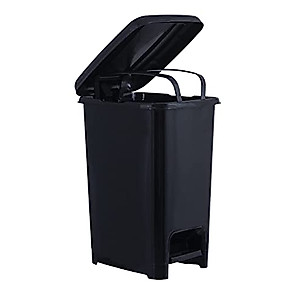 Superio Slim Trash Can with Foot Pedal – 6.5 Gallon Step-On Trash Can with Lid, Medium Plastic Garbage Can, Trashcan for Bathroom, Kitchen, Office, Bedroom, Dorm, Patio – Black, 2