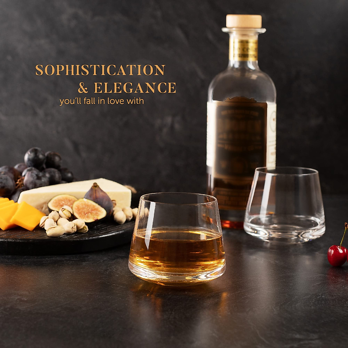 Lumi and Numi Set of 2 Whiskey Glasses – 12 Oz. Scotch & Bourbon Glass – Handblown Lead-Free Crystal for Entertaining and Gifting