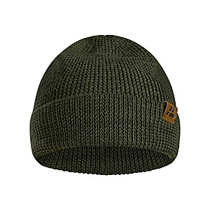 DANISH ENDURANCE Merino Wool Beanie for Men & Women, Knitted Winter Hat, Green, One Size