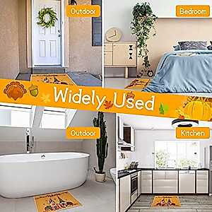 Nuanchu Thanksgiving Welcome Doormat Gnome Fall Rug Leaf Pumpkin Entrance Rug Fall Nonslip Washable Sunflower Pumpkin Floor Mat 24 x 16 Inch for Indoor Outdoor Kitchen Bathroom Decor