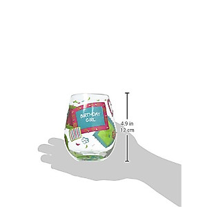 Designs by Lolita “Birthday Girl” Hand-painted Artisan Stemless Wine Glass, 20 oz.