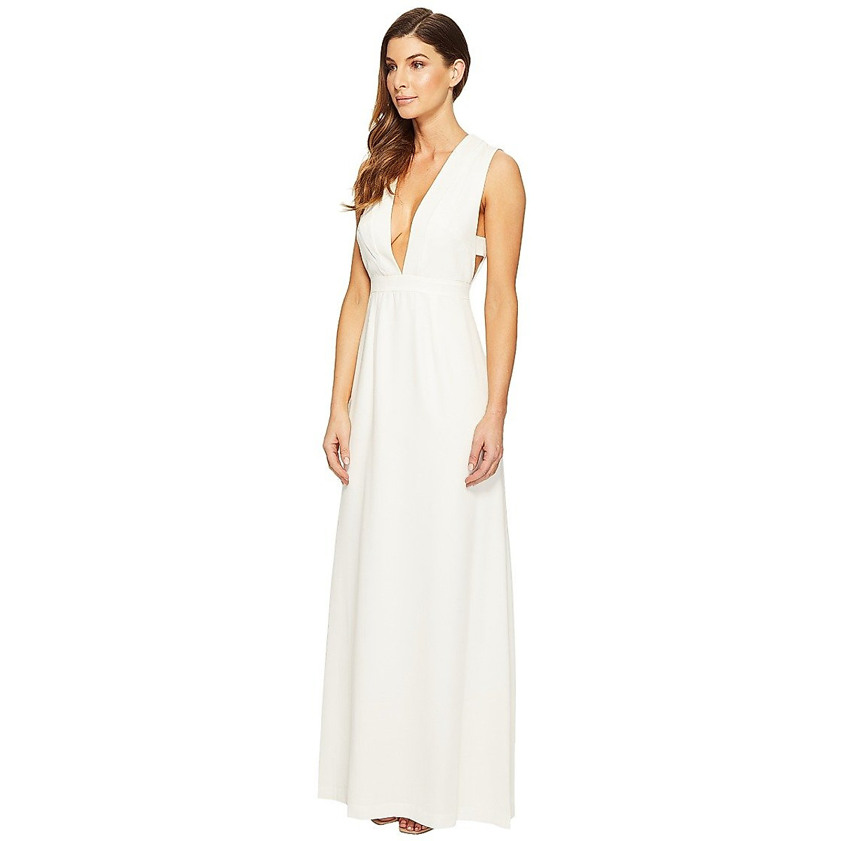 Jill Jill Stuart Sleeveless Deep-V Side Cut Out Satin Back Crepe Gown Off-White 8