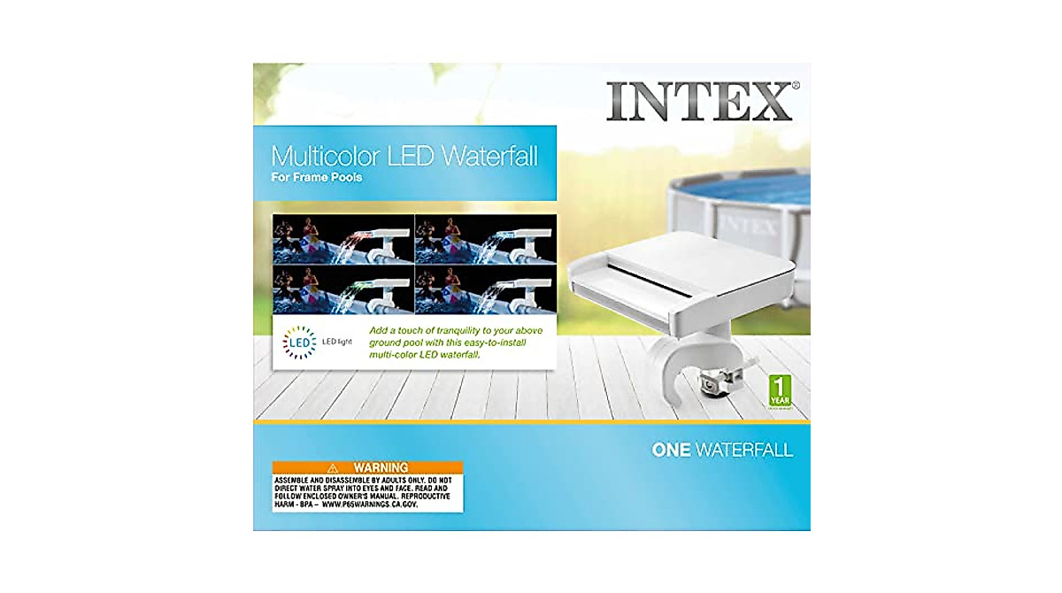 Intex Multi-Color LED Waterfall Cascade for Pool - No Batteries Needed