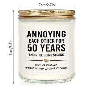 Niyewsor 50th Anniversary Candle, 50th Wedding Anniversary, Gifts for Couple, 50th Anniversary, Gifts for Parents, 50 Years Anniversary, Gifts for Husband, Wife, Him, Her, Friends