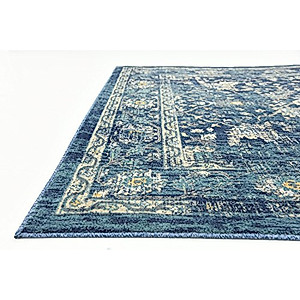 Unique Loom Oslo Collection Traditional Botanical Navy Blue Area Rug (6' x 9')