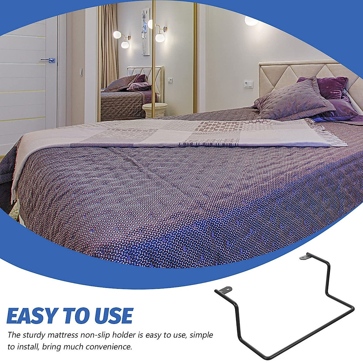 Mattress Anti-Slip Baffle Mattress Retainer Bar Non-Slip Mattress Gripper for Bed Frame Bed Frame Mattress Slide Stoppers Mattress Anti-Slip Holder Mattress Non-Slip Stoppers