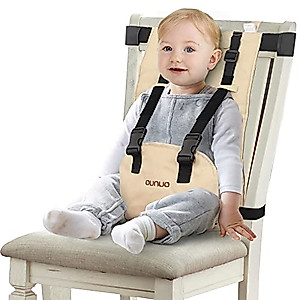 Portable High Chair, OUNUO Travel Harness Seat for Toddler and Babies, Travel High Chair Essential Accessories Washable Cloth Harness Chair for Infant Feeding, Foldable Baby Chair Seat Belt
