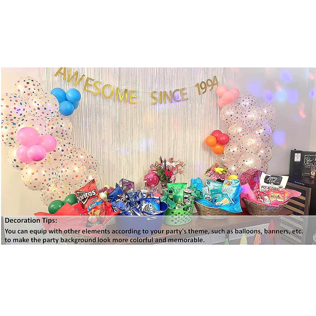 Vanujoy 3 Pack White Plastic Tinsel Fringe Backdrop Curtains 2024 Graduation Party Decoration Party Fringe for Mardi Gras Fiesta Mother & Father's Day Cinco De Mayo Ramadam Patriotic Party Decoration