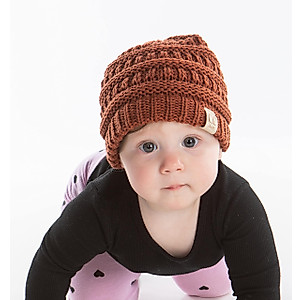 Funky Junque Beanie Infant Baby Skull Cap Hat (NO POM) - Rust