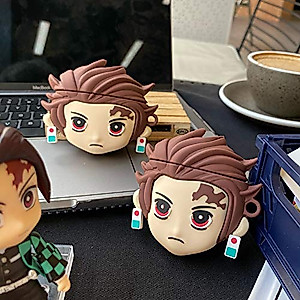 VARWANEO Japan Anime 3D Demon Slayer Hashibira Inosuke Kamado Tanjirou Bluetooth Wireless Earphone Case for Apple AirPods 1 2 pro airpods Accessories (for AirPods Pro,Hashibira)