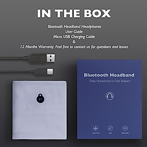 Mixiba Sleep Headphones Bluetooth Headband, Wireless Headband Headphones for Side Sleepers, Ultra-Thin HD Stereo Speakers, Perfect for Travel, Insomnia, Meditation (White)