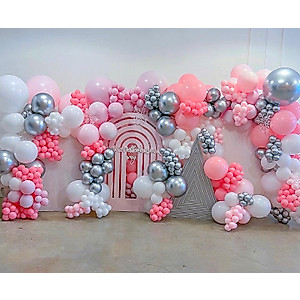 140Pcs Pastel Pink Balloons Baby Pink Balloon Garland Arch Kit 5/10/12/18 Inch Latex Pink Balloons Different Sizes as Gender Reveal Baby Shower Birthday Wedding Valentine's Day Party Decorations