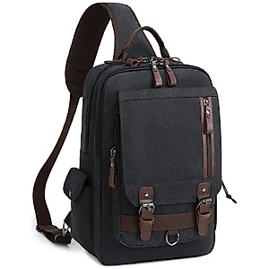 mygreen Canvas Messenger Bag 15 inch Backpack Crossbody Bags Sling Bag Black, XL