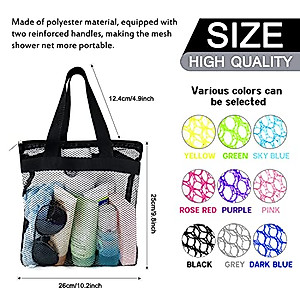 Ayieyill Shower Caddy Portable, Mesh Shower Caddy Tote Bag Quick Dry Hanging Toiletry and Bath Organizer for College Dorm, Gym, Beach, Travel or Camping with Zipper (Black)