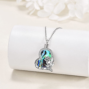 AXELUNA Frog Urn Necklace for Ashes Sterling Silver Abalone Shell Frog Cremation Jewelry for Women Men