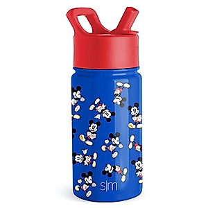 Simple Modern Disney Mickey Mouse Kids Water Bottle 2-Pack with Straw Lid | Reusable Insulated Stainless Steel & Plastic Cups for Girls and Boys, School | Summit Collection | Disney Mickey Mouse Mix