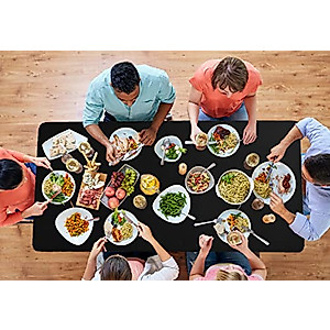 REWOMC 6 Pack Polyester Tablecloth 60 x 102 Inch Black Polyester Table Cloth for 6 Foot Rectangle Tables, Stain and Wrinkle Resistant Washable Table Cover for Kitchen Wedding Banquet Restaurant Party