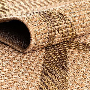 Unique Loom Trellis Collection Area Rug-Geometric Lattice Design, Moroccan Inspired for Indoor/Outdoor Décor, 6 ft x 9 ft, Light Brown/Brown