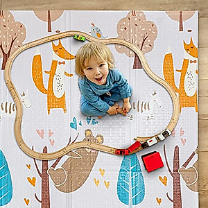 Bammax X-Large Waterproof Foam Padded Baby Play Mat | Reversible & Foldable | Safe & Thick Baby Foam Play Mat | 70" x 78" | Use as Baby Crawling Mat or Kids Play Mat for Floor