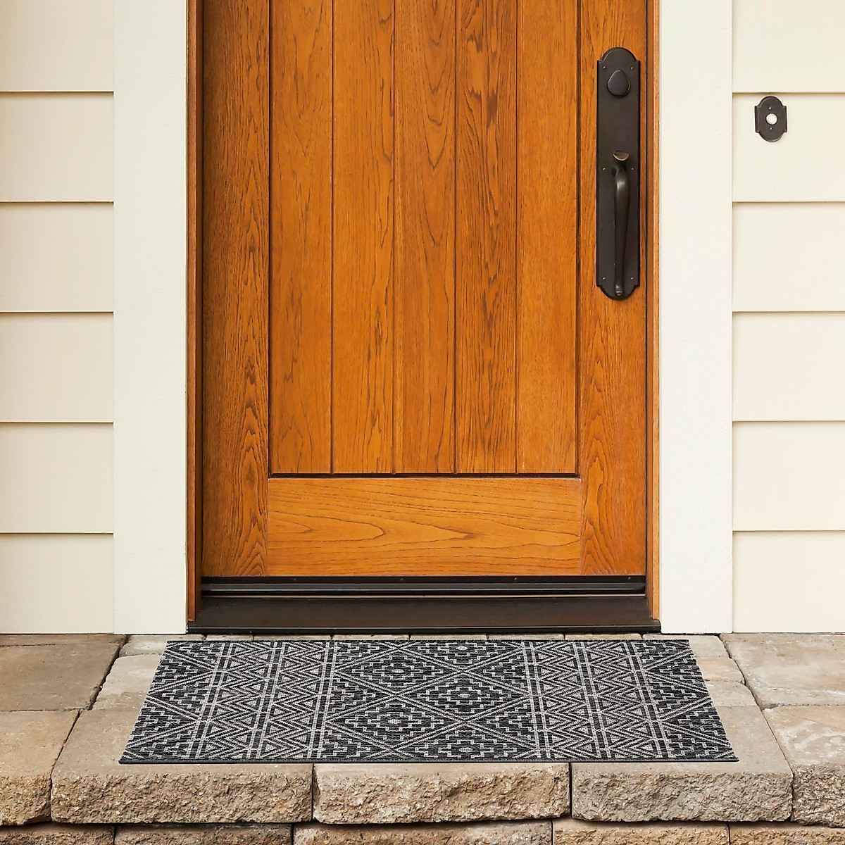 SAFAVIEH Courtyard Collection 2' x 3'7" Black / Grey CY8787 Indoor/-Outdoor-Waterproof Easy-Cleaning Patio Backyard Mudroom Accent-Rug