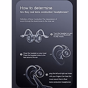 YODZ Bone Conduction Sports Gaming Headset Bluetooth 5.0 Wireless Stereo Open-Ear Headphones with Noise-Canceling Boom Microphone, for Running Hiking Home Office Conference Calls,Black