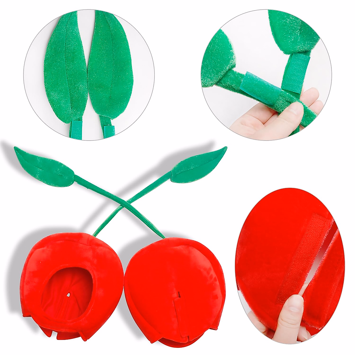 Warmtree Funny Cherry Hat Cute Hat Novelty Plush Hat Cherry Party Hat Dress Up Hat for Halloween Costume Cosplay Party, Pack of 2