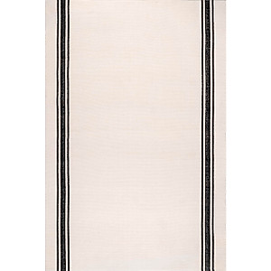 nuLOOM Clarissa Cotton Flatweave Casual Stripe Area Rug, 6x9, Ivory