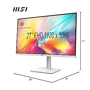 MSI Modern MD272XPW, 27" Monitor, IPS, 1920 x 1080 (FHD), FreeSync, 100Hz, TUV Certified Eyesight Protection, 1ms, VGA, HDMI, Black