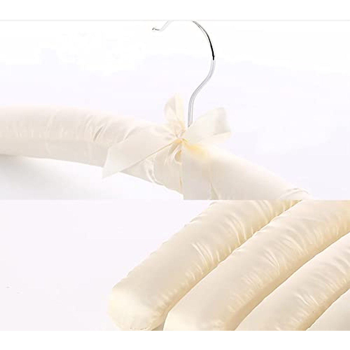 Buthneil 12 Pack Padded Hangers, Blouse Hangers Satin Padded Hangers for Women Clothes, Sweaters, Dresses, Clothing, Weddings, Ivory