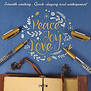 4 Pieces Metallic Marker Pens, Metallic Paint Pen Markers Suitable for Cards Writing Signature Lettering Metallic Painting Pens (Gold)