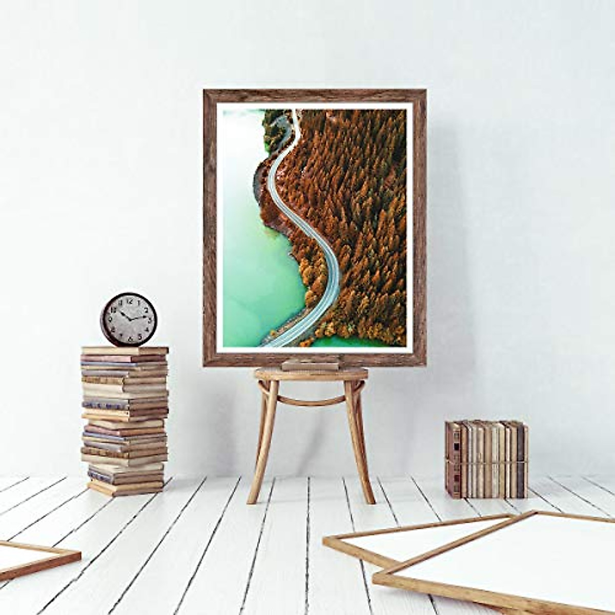 Q.Hou 16x20 Picture Frame Wood Patten Rustic Brown Puzzle Frame Set of 2, Wall Hanging, Smooth Molding & Acrylic Cover, Great for Art Prints, Poster, Mural and Picture (QH-PF16X20-BR)