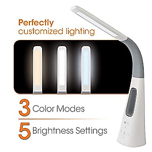 OttLite Cool Breeze LED Lamp with Bladeless Fan - 3 Speed Options & 5 Brightness Settings with Energy Efficient Natural Daylight LEDs - Desktop, Table or Nightstand Lamp for Studying or Reading