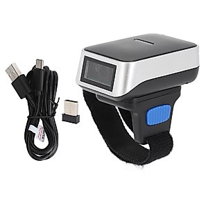 Zyyini Wearable Ring Barcode Scanner, 1D 2D QR Hands Mini Finger Bar Code Reader with 2.4G, USB Wired and BT4.2, for Laptops, PCs, POS, Smartphones, Tablets