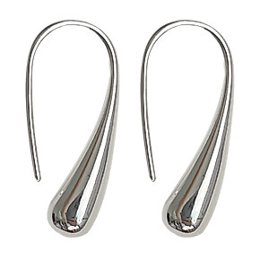 Harlorki Women Lady's 925 Silver Plated Shiny Teardrop Shape Hook Drop Dangle Earrings Fashion Costume Jewelry for Wedding Party Casual Daily Wear