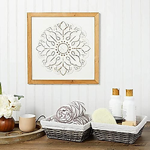 3-Pack Square Wicker Storage Baskets with Liners with Cloth Lining, Small Woven Bins for Organizing Kitchen, Pantry Shelves, Bathroom, Laundry Room, Closet (9x4 in)