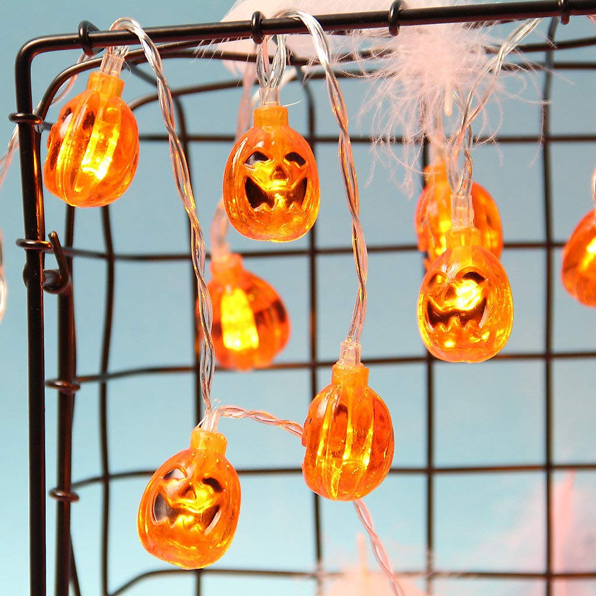 CCOOfhhc Halloween String Lights, 20/40 LED Pumpkin Halloween Lights Indoor Outdoor Party and Christmas Decoration Warm White