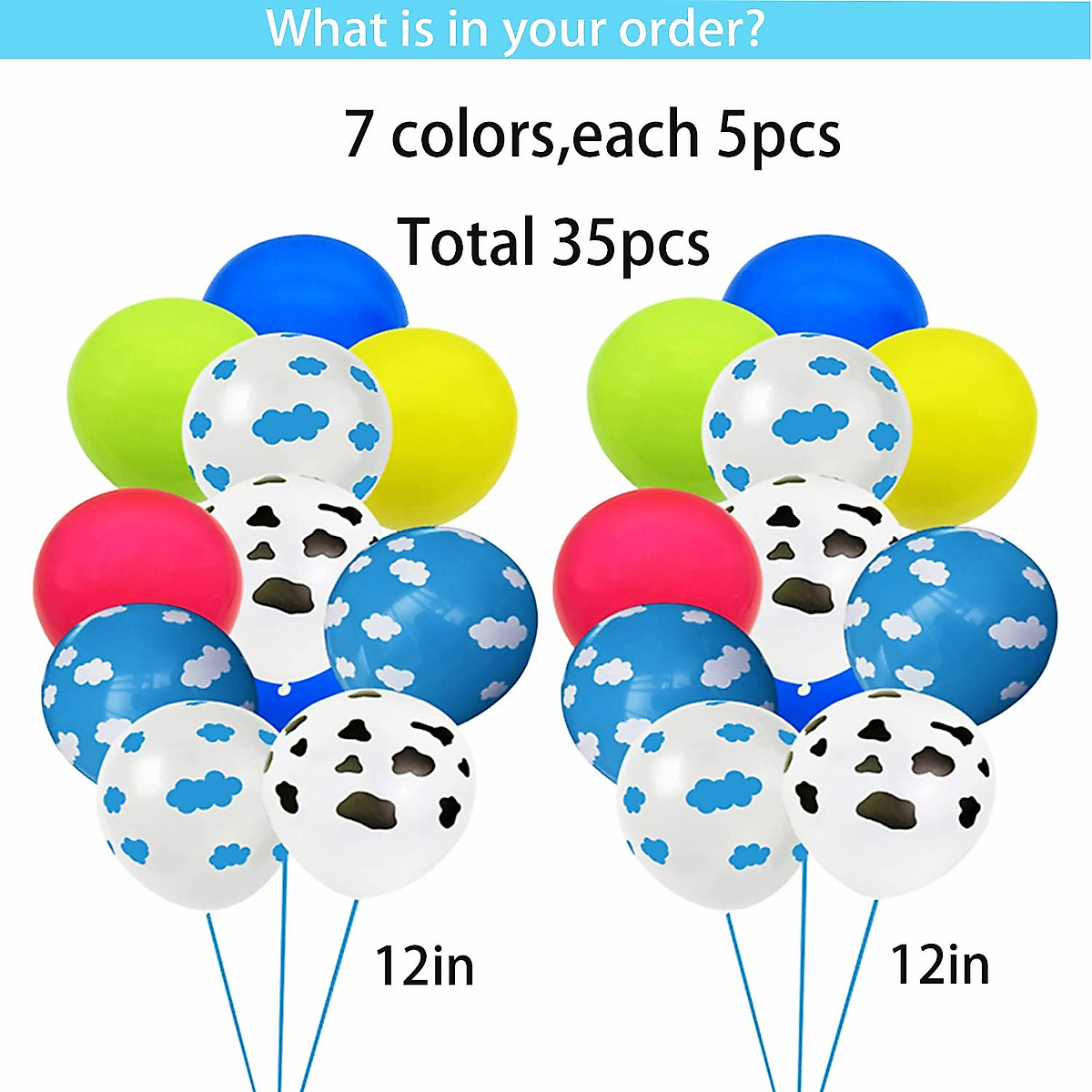 Cartoon Story Party Supplies 4th Birthday include Reach Four The Sky Cake Topper Backdrop Cupcake Toppers Balloons Banner for 4th Boys Girls Birthday Decorations