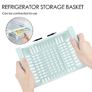 JANKOW Refrigerator Drawer Organizer 2 Packs Retractable Drawer Refrigerator Storage Box, Unique Design Pull Out Storage Box, Sliding Shelves Refrigerator Hanging Organizer