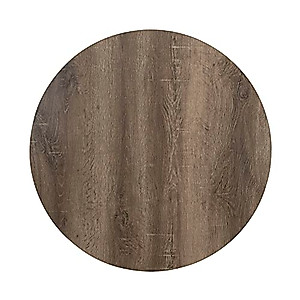 Household Essentials Jamestown Round Coffee Table Ashwood Rustic Wood Grain and Black Metal 31.5 x 31.5