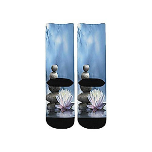 InterestPrint Spa Zen Basalt and Lotus Flowers Crew Socks Unisex Outdoor Casual Warm Socks for Kids Boys and Girls