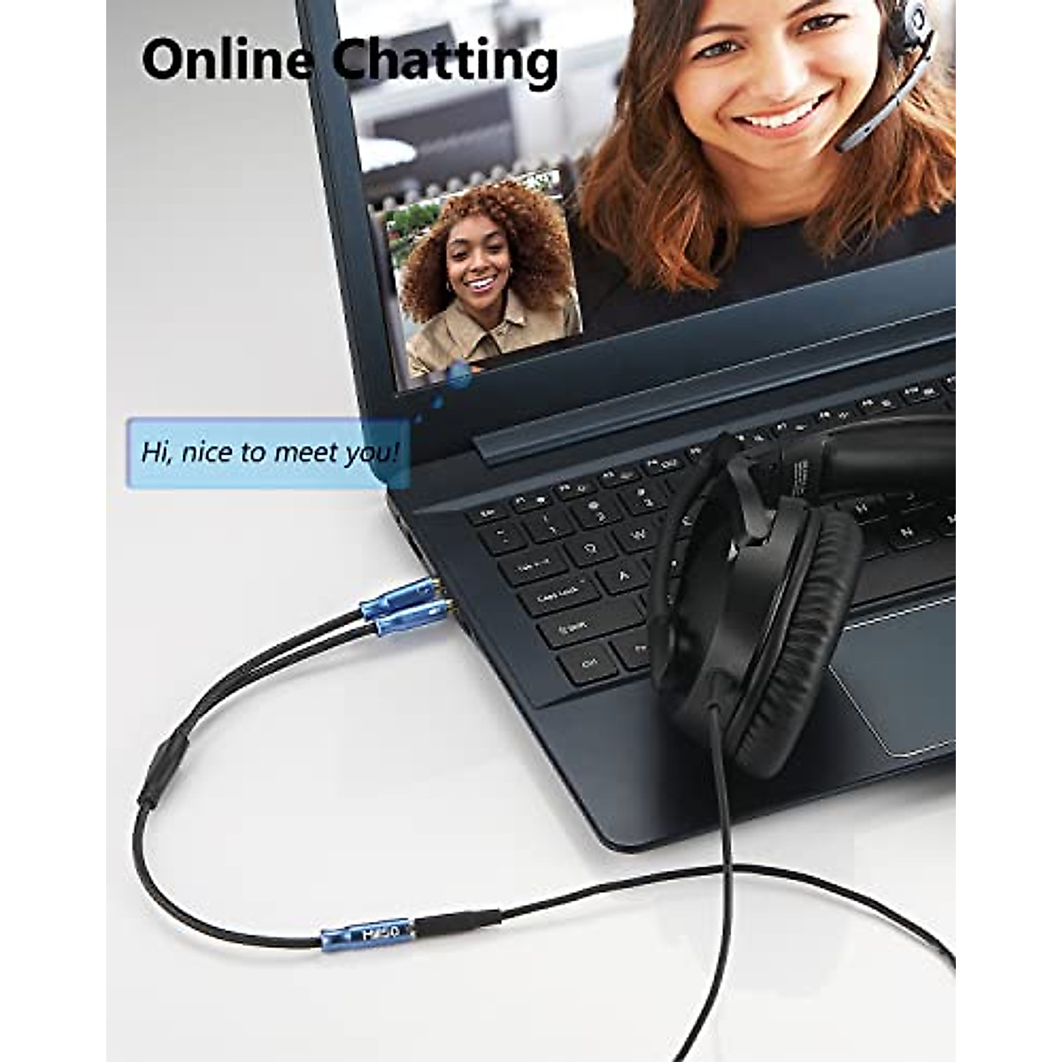 MillSO Headphone Splitter for Computer 3.5mm Female to 2 Dual 3.5mm Male Headset Splitter Cable Gold-Plated & Braided Gaming Headset to PC Adapter with Separate Audio & Mic Plug [Young Series]