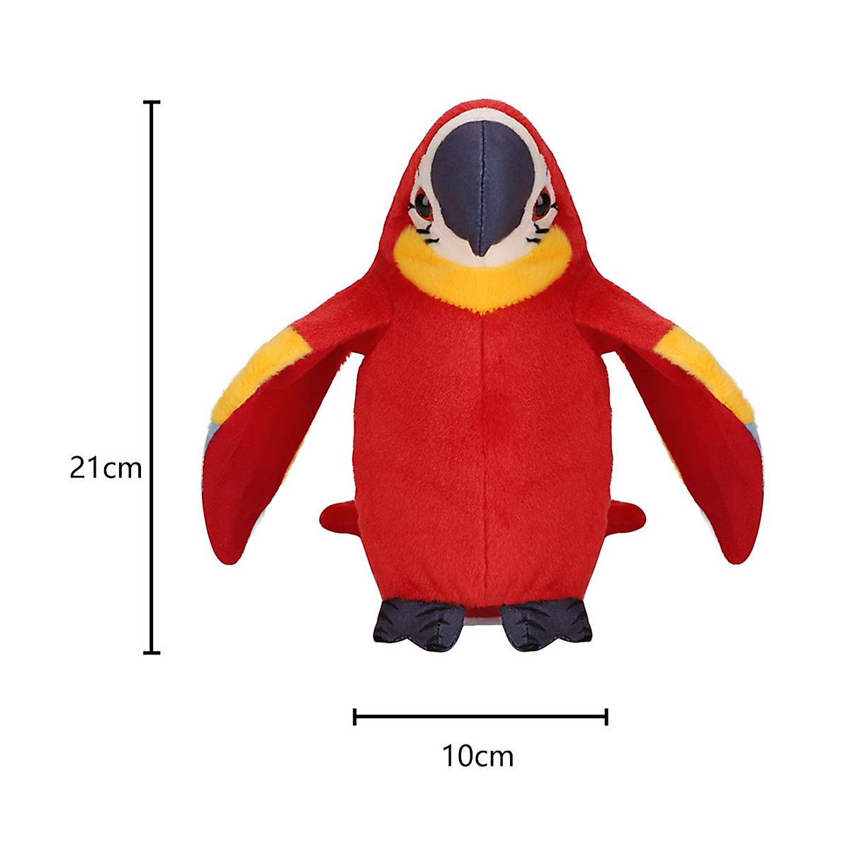 Talking Macaw Parrot Repeat What You Say Stuffed Animal Plush Toy Electronic Record Animated Bird Shake Wings Speaking Parrot Pet Plush Interactive Toys for Kids Boys Girls Christmas Birthday Gift