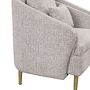 Goohome Mid Century Modern Accent Chair Single Sofa Comfy Upholstered Armchair Living Room Furniture, ReadingChair with Lumbar Pillow and Metal Legs for Bedroom, Lounge